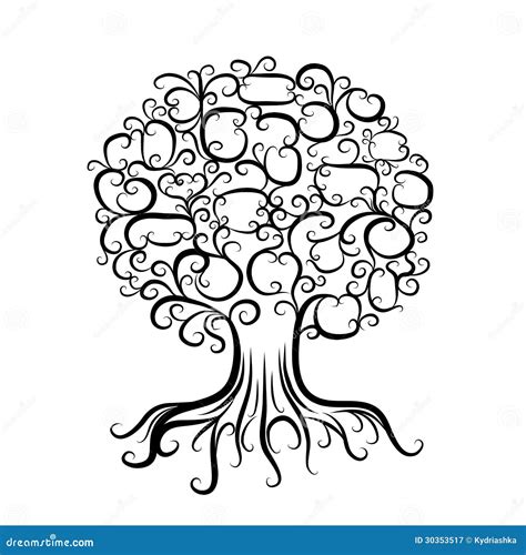 Ornamental Tree With Roots For Your Design Stock Vector Illustration Of Environment Origins