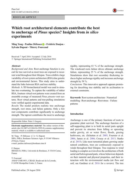 Pdf Tree Stability Under Wind Simulating Uprooting With Root