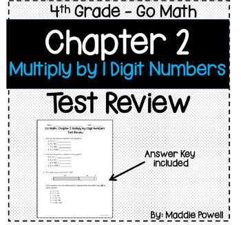 4th Grade Go Math 2023 Chapter 2 Multiply By 1 Digit Numbers Test
