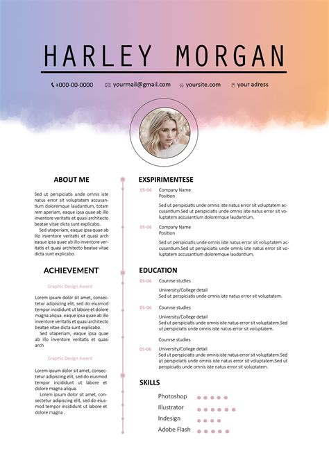 Colour CV Resume Template Cover Letter On Behance