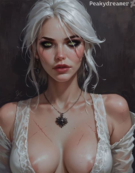Rule 34 Ai Generated Breasts Ciri Collar Female Green Eyes Light
