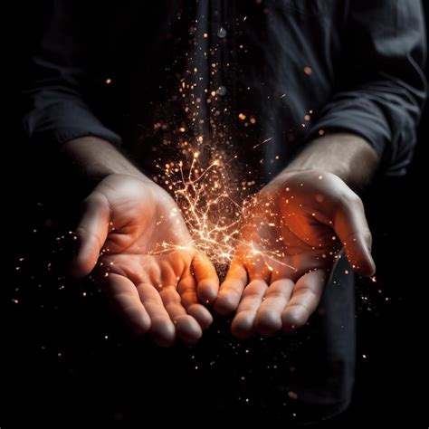 Premium Ai Image Electric Eruptions Illuminated Sparks Ignite From Enigmatic Hands Against A