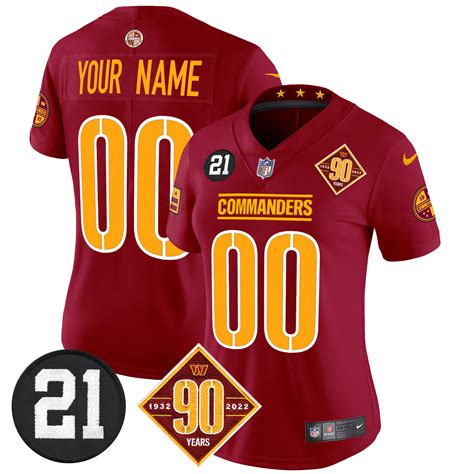 Womens Washington Commanders 90th And Sean Taylor Patch Vapor Limited