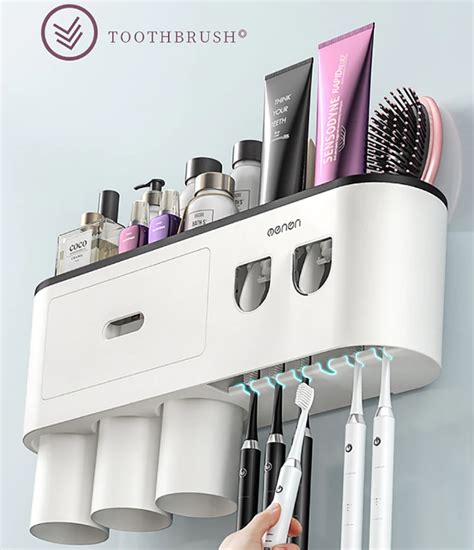 Toothbrush Holder With Double Toothpaste Squeezer 345 Cups Ifirst
