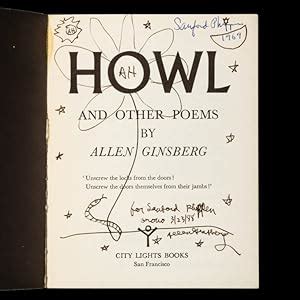 Howl And Other Poems By Allen Ginsberg With A Drawing And Inscription