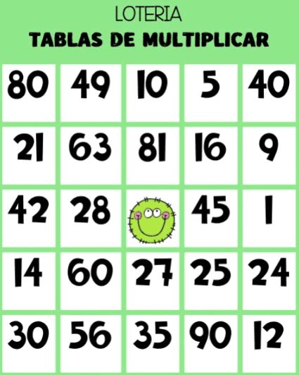 Loteria De Las Tablas De Multiplicar Para Imprimir 】