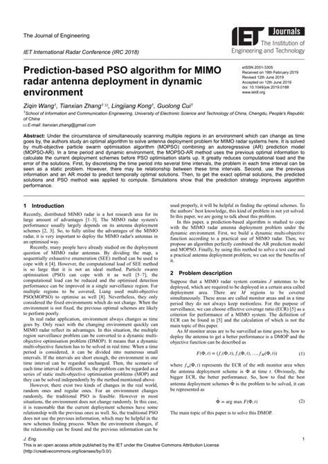 Pdf Prediction Based Pso Algorithm For Mimo Radar Antenna Deployment In Dynamic Environment