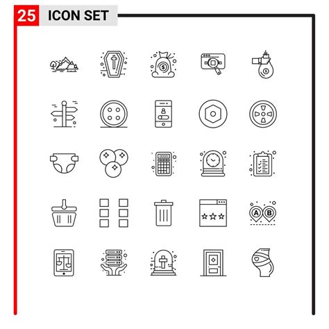 Set Of 25 Modern Ui Icons Symbols Signs For Information Analytics Holidays Analytic Finance
