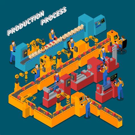 Isometric Automated Production Line Concept Stock Vector Illustration Of Collection Line