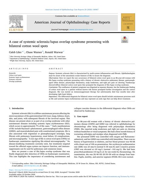 Pdf A Case Of Systemic Sclerosis Lupus Overlap Syndrome Presenting