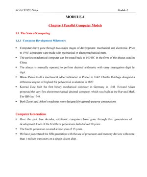 Module ACA Mod VTUPulse MODULE Chapter Parallel Computer Models The State Of