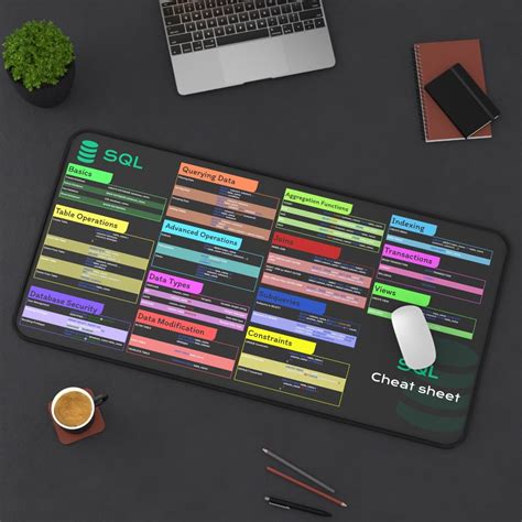 Sql Cheat Sheet Desk Mat For Database Administrators Analysts And Programmers Quick Key