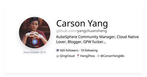 carson yang（米开朗基杨） on twitter github 也可以生成个人名片啦