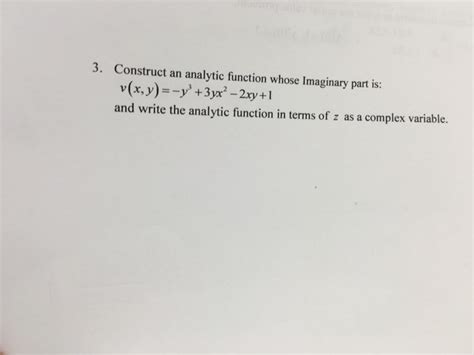 solved construct an analytic function whose imaginary part