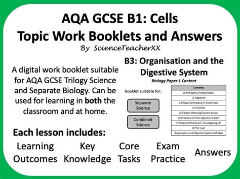 Aqa Gcse B1 Work Booklet Cells And Cell Transport Teaching Resources