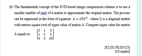 Solved 6 The Fundamental Concept Of The SVD Based Image Chegg Com