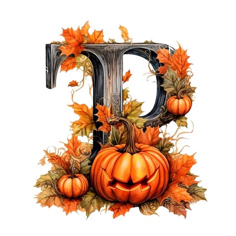 Premium Photo Watercolor Alphabet Autumn Halloween Letter P With
