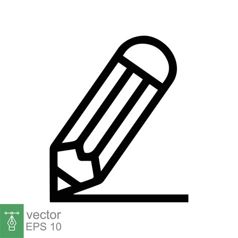 Pencil Icon Simple Outline Style Pencil Tip Drawing Pen Graphite Plain School Element