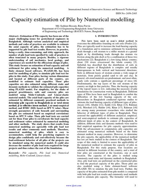 Capacity Estimation Of Pile By Numerical Modelling Download Free Pdf Deep Foundation Friction