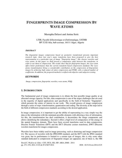 fingerprints image compression by wave atoms pdf
