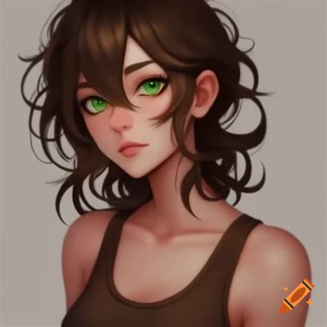 Anime Woman With Short Blond Hair And Blue Eyes Featuring Freckles On