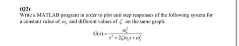 Solved Q2 Write A Matlab Program In Order To Plot Unit