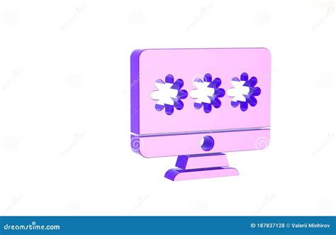 Purple Monitor With Password Notification Icon Isolated On White Background Security Personal