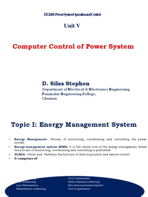 Unit 5 Power System Operation And Control Pdf Scada Electric