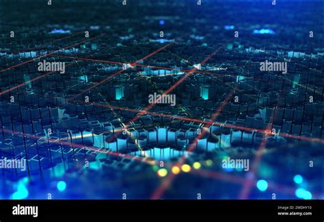 Digital City Global Cyberspace 3D Illustration Of Wireless Internet