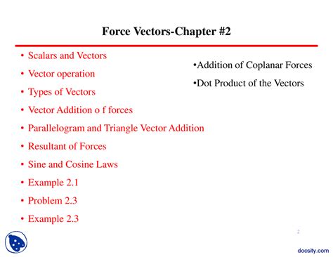 force vectors basic mecanical engineering lecture slides docsity