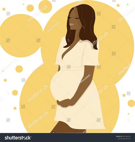 African Pregnant Woman Motherhood Vector Illustration Stock Vector