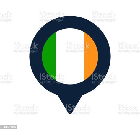 아일랜드 플래그 및 맵 포인터 아이콘입니다 국기 위치 아이콘 벡터 디자인 Gps 로케이터 핀 벡터 일러스트레이션 0명에 대한