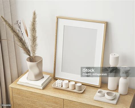 프레임 모형 Iso A 용지 크기 거실 포스터 모형 집 배경이 있는 인테리어 모형입니다 모던한 인테리어 디자인 3d 렌더링 0