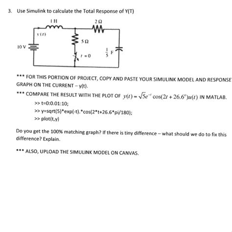 solved use simulink to calculate the total response of y t