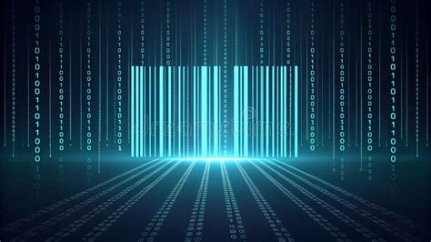 Futuristic Barcode Digital Data Stream And Binary Code Stock
