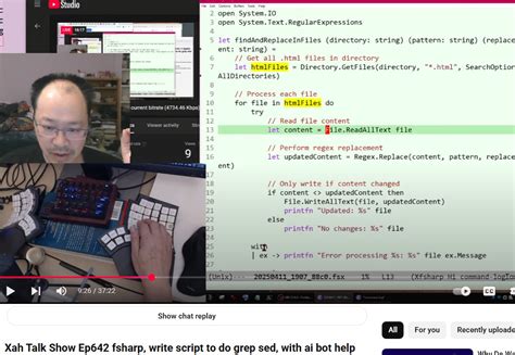 xah talk show 2025 04 11 ep642 fsharp write script to do grep sed