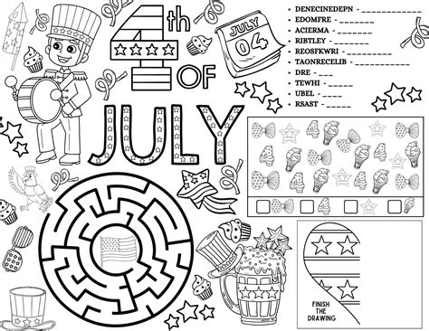 10 Free Pages Of Printable Fourth Of July Activities