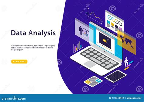 Data Concept Isometric Vector Illustration Data Analysis Watching Video Files Stock Vector