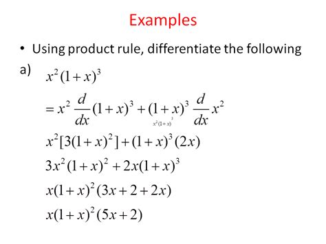 Product Rule Differentiation Worksheet