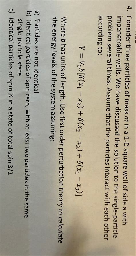 solved consider three particles of mass m ﻿in a 1 d square