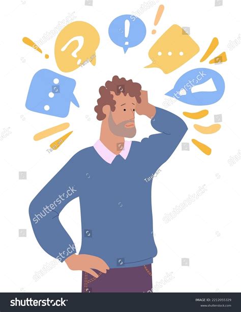 Puzzled Man Looking Problem Solution Thoughtful Stock Vector Royalty Free 2212055329