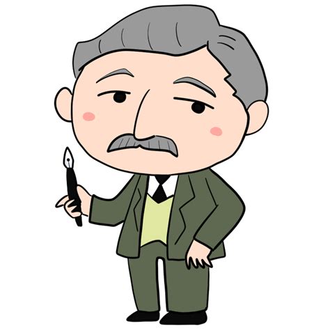 ペンを持つ夏目漱石のイラスト｜かわいい無料イラスト