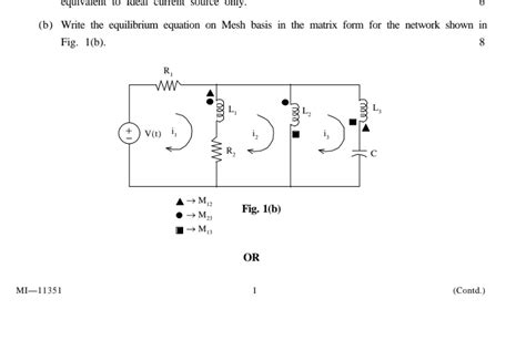 b write the equilibrium equation on mesh basis in the matrix form for t
