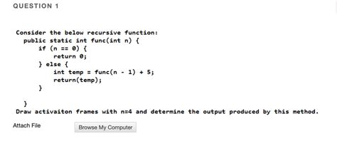 Solved Question 1 Consider The Below Recursive Function