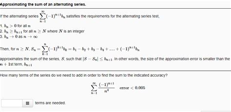 Solved Approximating The Sum Of An Alternating Series N1