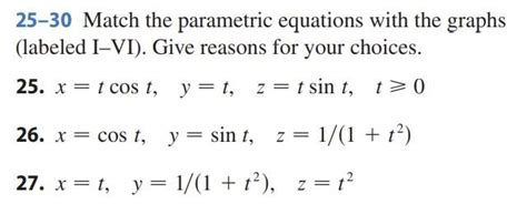 Solved Match The Parametric Equations With The Graphs Chegg Com