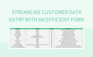 Streamline Customer Data Entry With An Efficient Form Excel Template ...