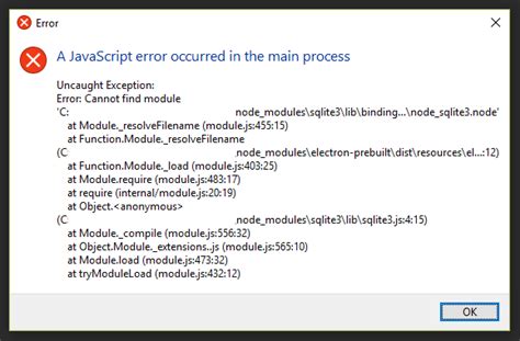 Javascript How To Make Electron Work With Sqlite3 Stack Overflow