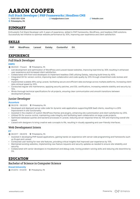 1 successful senior drupal developer resume example and writing tips