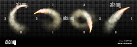 Space Rocket Launch Smoke Trail With Fire Vector Isolated Plane Or Jet